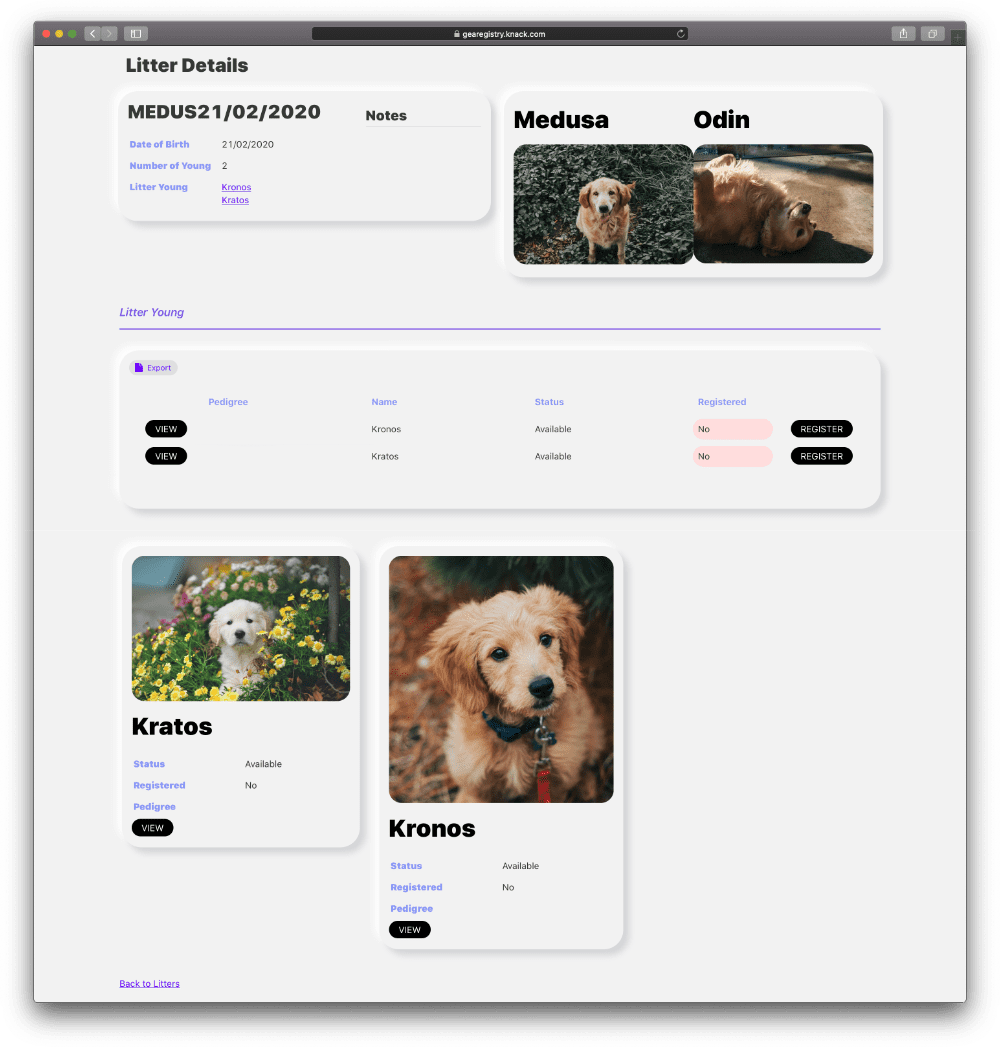 Adding a New Litter - GEARegistry
